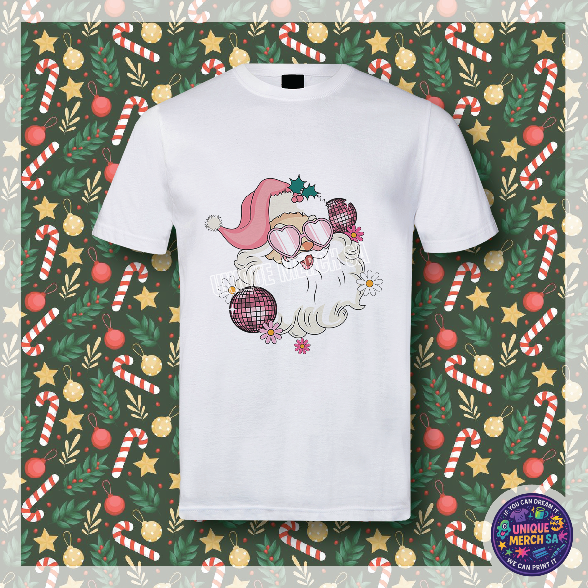 Short Sleeve T-Shirt - Christmas - Disco Santa – Unique Merch SA